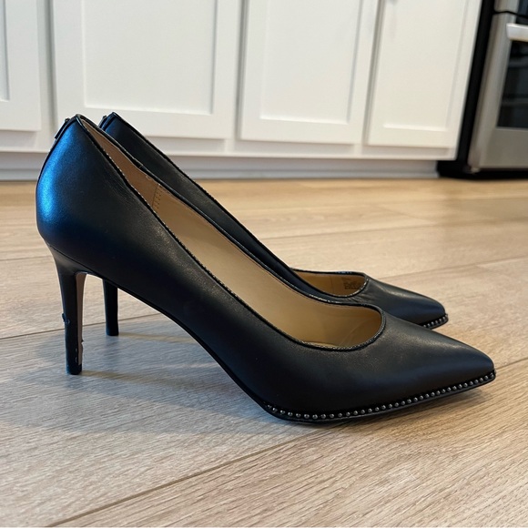 Coach | Shoes | Coach Vonna Heel Beaded Pointed Toe Leather Black Pump ...